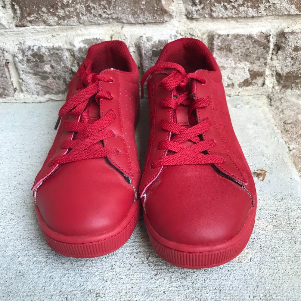 K Swiss Red Leather Court Tennis Shoes Low Edition - Gem
